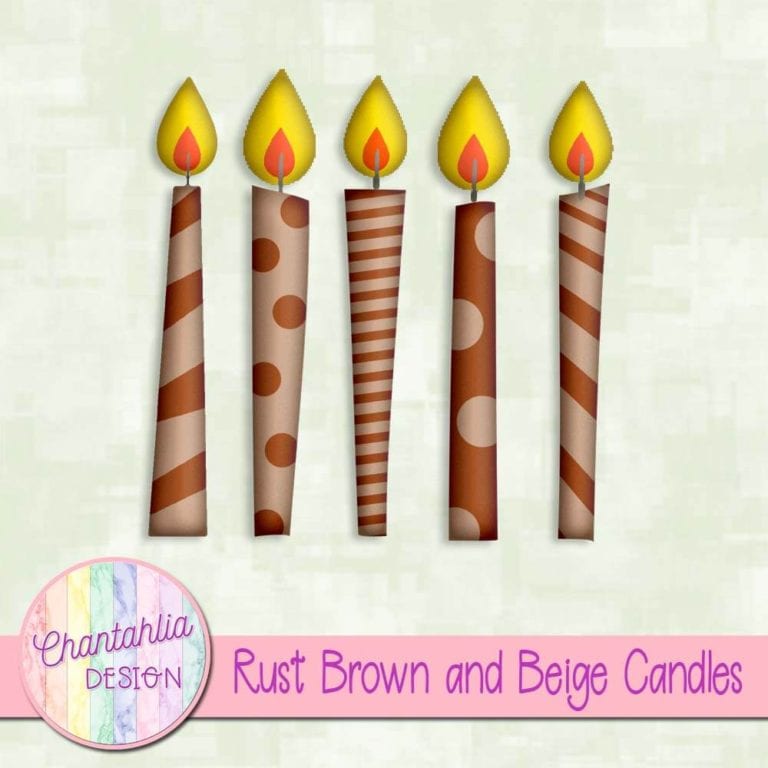 Free Rust Brown and Beige Candles for Digital Scrapbooking