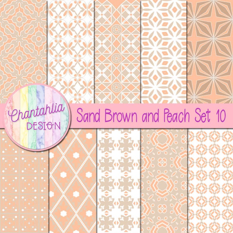 Free Sand Brown and Peach Digital Papers with Patterned Designs