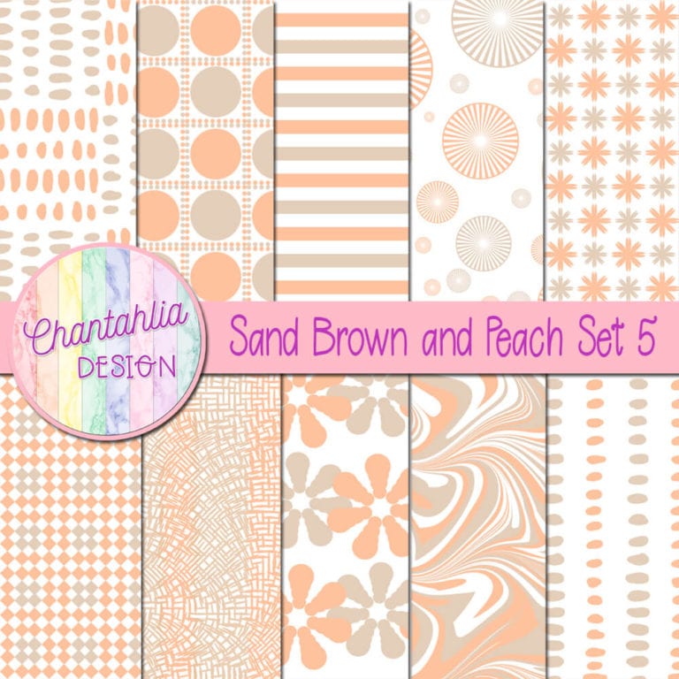 Free Sand Brown and Peach Digital Papers with Patterned Designs