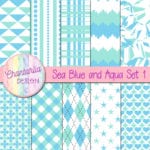 Free Sea Blue and Aqua Digital Papers with Patterned Designs