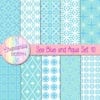 Free Sea Blue and Aqua Digital Papers with Patterned Designs