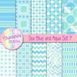 Free Sea Blue and Aqua Digital Papers with Patterned Designs