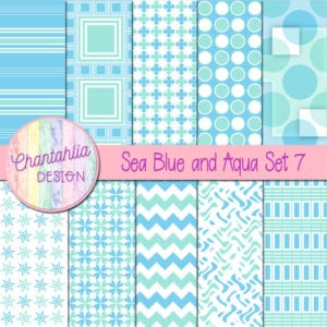 Free Sea Blue and Aqua Digital Papers with Patterned Designs