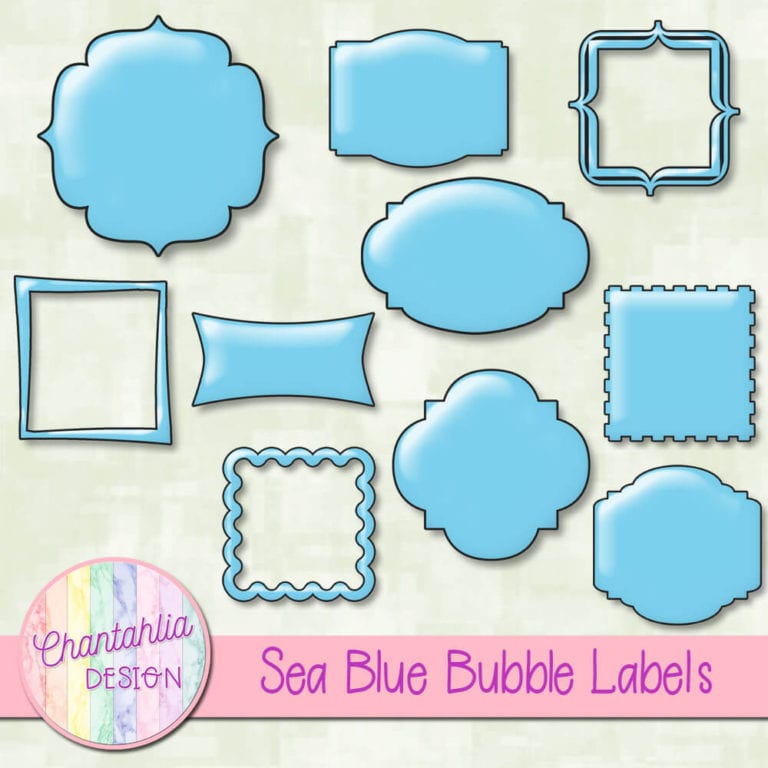 Free Bubble Labels Design Elements in Sea Blue