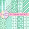 Free Sea Green and Aqua Digital Papers with Patterned Designs