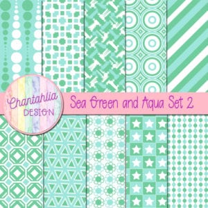 Free Sea Green and Aqua Digital Papers with Patterned Designs