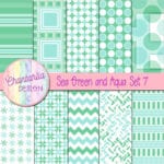 Free Sea Green and Aqua Digital Papers with Patterned Designs