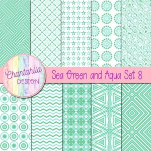 Free Sea Green and Aqua Digital Papers with Patterned Designs