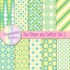 Free Sea Green and Daffodil Digital Papers with Patterned Designs