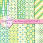 Free Sea Green and Daffodil Digital Papers with Patterned Designs