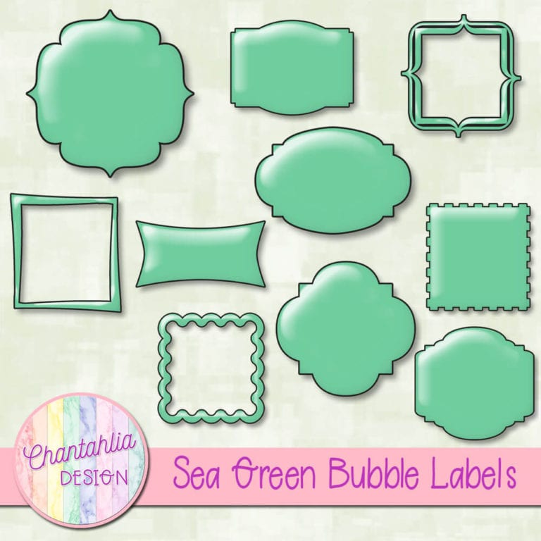 Free Bubble Labels Design Elements in Sea Green
