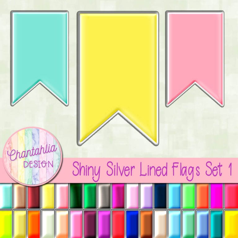 Shiny Silver Lined Flags Set 1 - Chantahlia Design