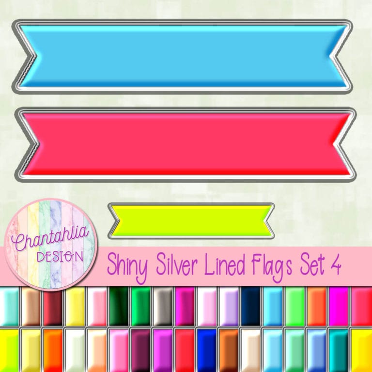 Shiny Silver Lined Flags Set 4 - Chantahlia Design