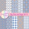 Free Sky Blue and Beige Digital Papers with Patterned Designs