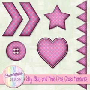 Free Sky Blue and Pink Criss Cross Elements for Digital Scrapbooking