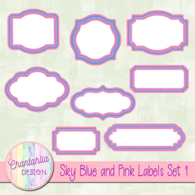 Free Sky Blue and Pink Labels for Digital Scrapbooking
