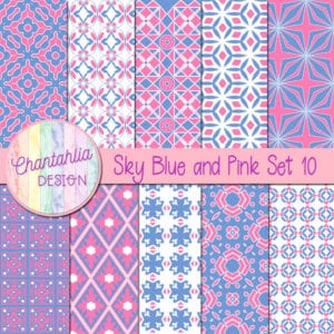 Free Sky Blue and Pink Digital Papers with Patterned Designs