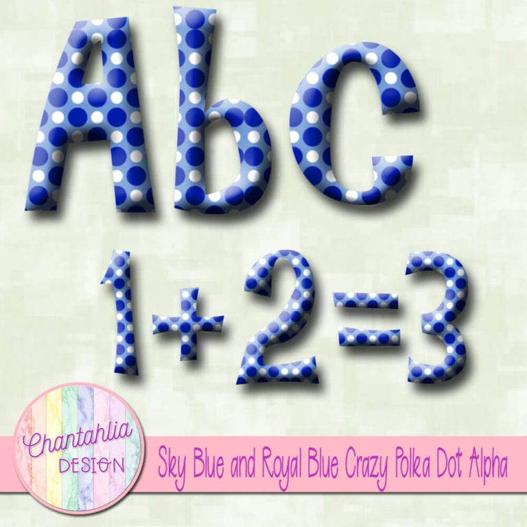 Free Alpha featuring a Sky Blue and Royal Blue Crazy Polka Dot Design