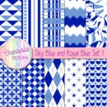 Free Sky Blue and Royal Blue Digital Papers with Patterned Designs