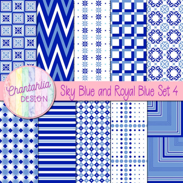 Free Sky Blue and Pink Digital Papers with Patterned Designs