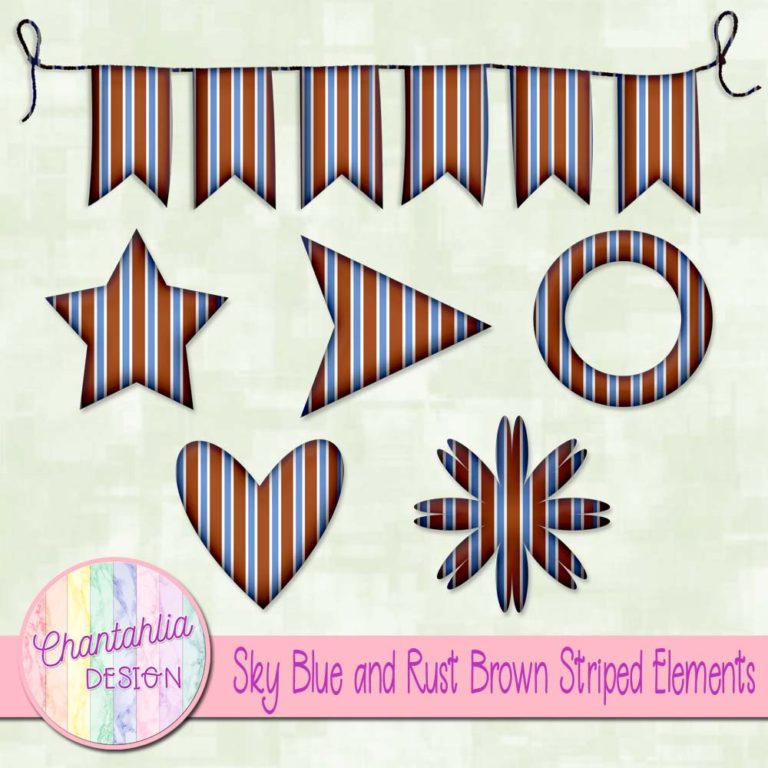 Free Sky Blue and Rust Brown Striped Elements for Digital Scrapbooking