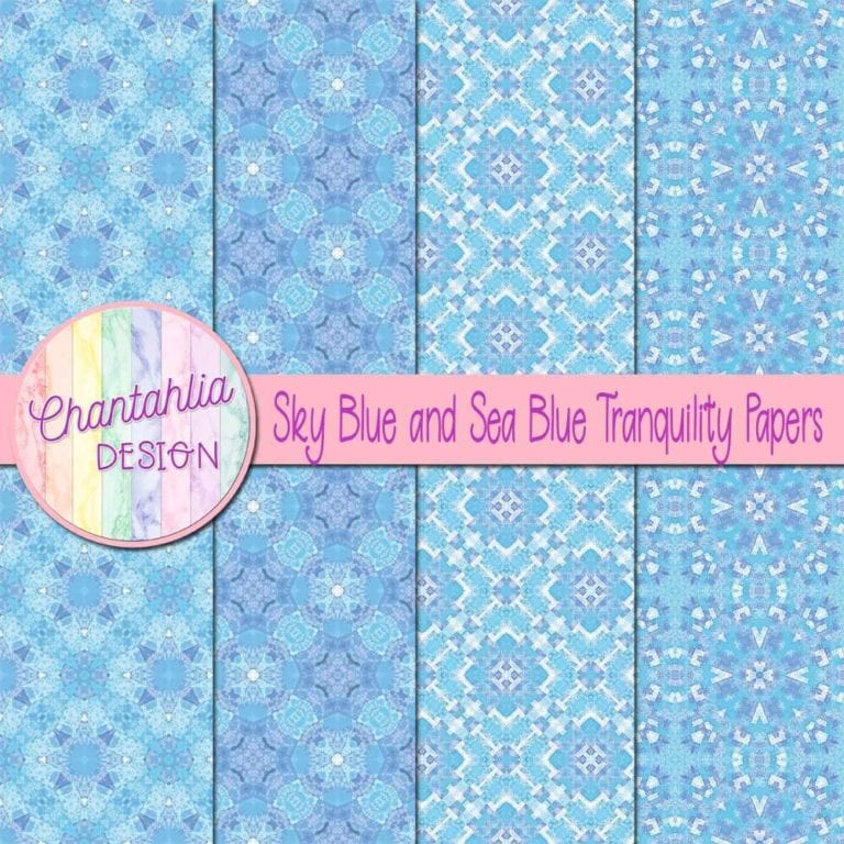 Free Sky Blue and Sea Blue Digital Papers with Tranquility Designs
