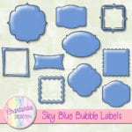 Free Bubble Labels Design Elements in Sky Blue
