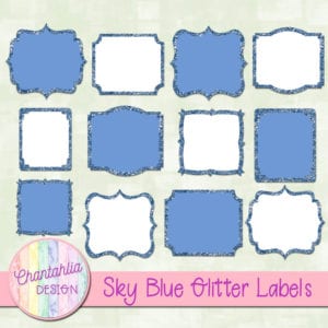 Free Glitter Labels Design Elements in Sky Blue
