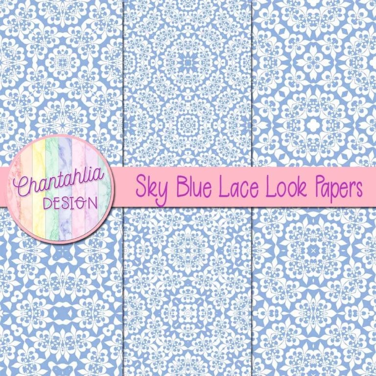 Free Digital Papers featuring Sky Blue Lace Look Designs