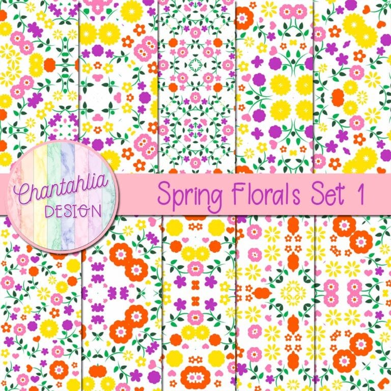 Spring Floral Digital Papers Set 1 - Chantahlia Design