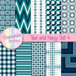 Free Sky Blue and Sea Blue Digital Papers with Patterned Designs