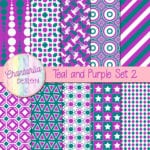 Free Teal and Purple Digital Papers with Patterned Designs