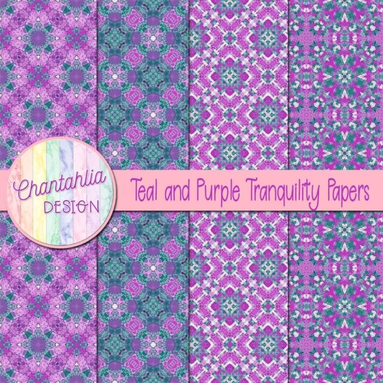 Free Teal and Purple Digital Papers with Tranquility Designs
