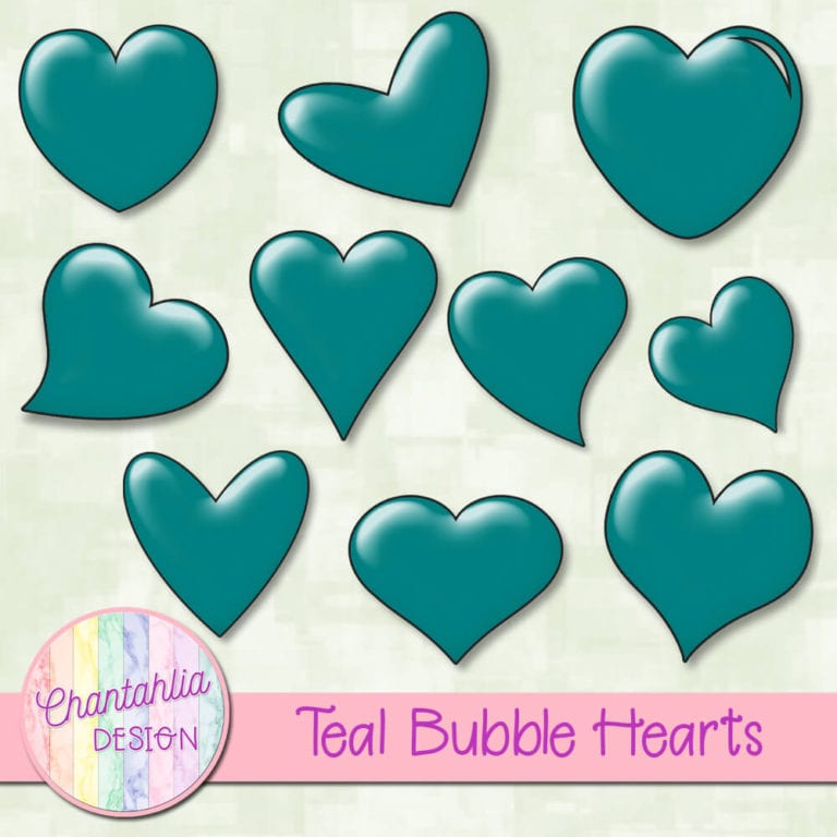 Free Bubble Hearts Design Elements in Teal