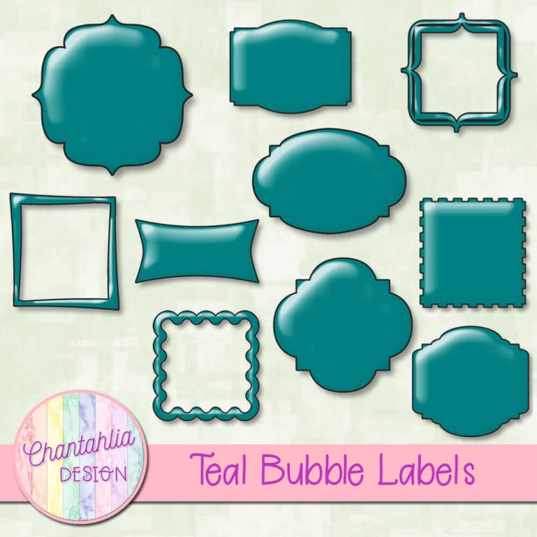Free Bubble Labels Design Elements in Teal