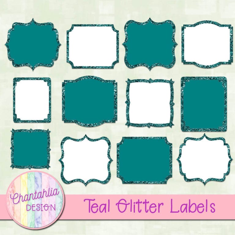 Free Glitter Labels Design Elements in Teal