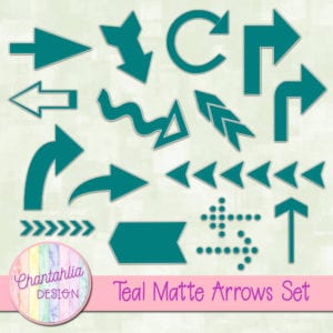Free Matte Arrows Design Elements in Teal