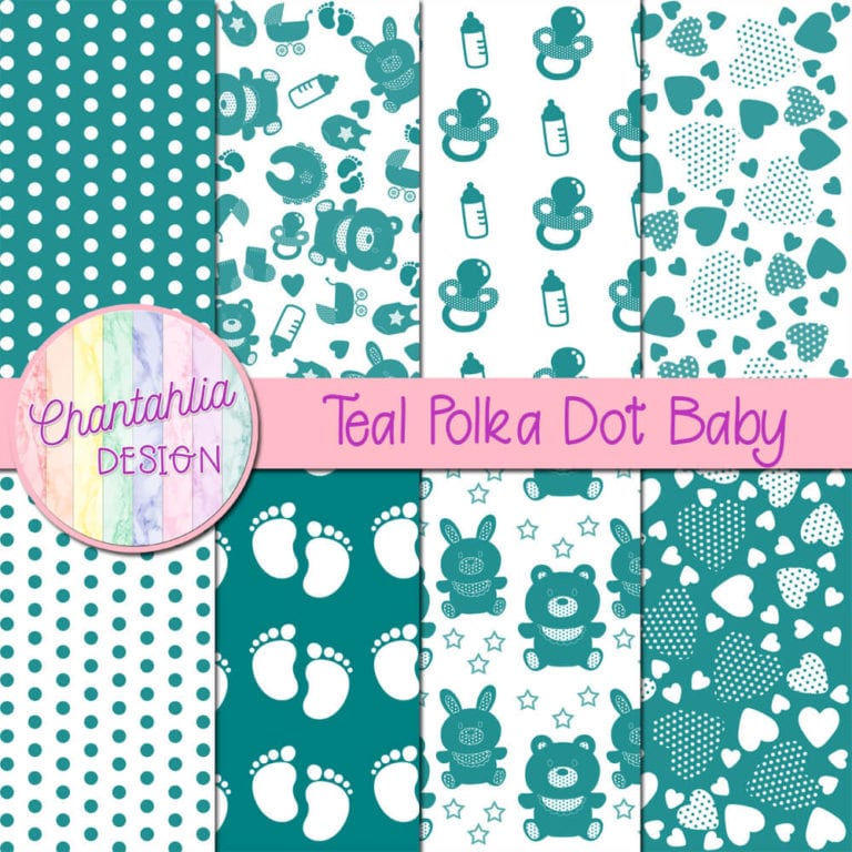 Free Digital Papers featuring Teal Polka Dot Baby Designs