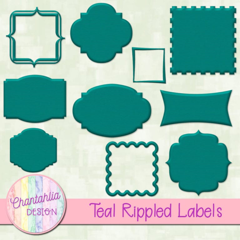 Free Rippled Labels Design Elements in Teal