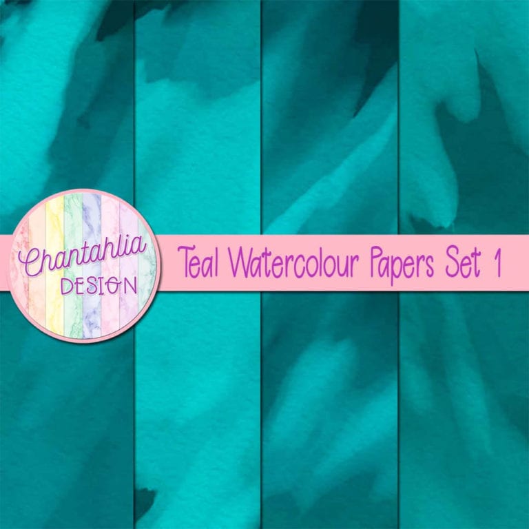 Free Digital Papers featuring Teal Watercolour Designs
