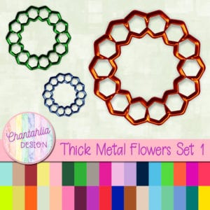 Free Flowers Design Elements in a Metal Outline Style
