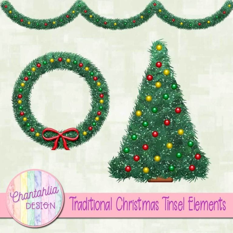Free Traditional Christmas Tinsel Elements