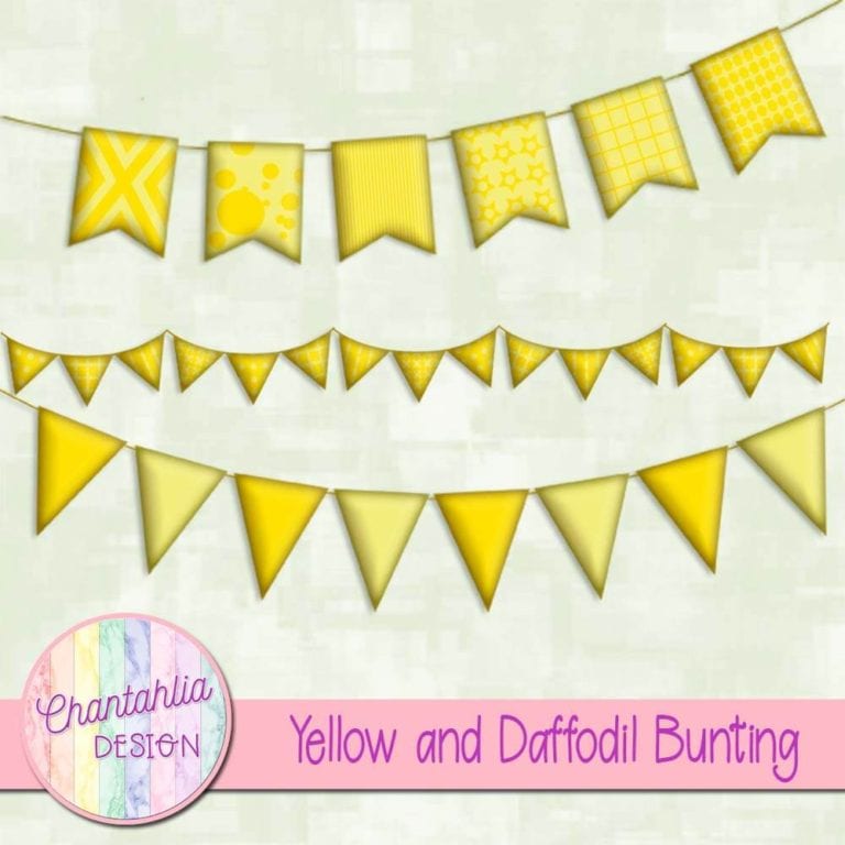 Free Yellow and Daffodil Bunting Design Elements for Digital Crafts