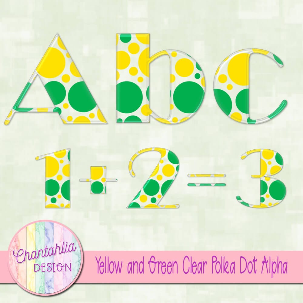 Yellow and Green Clear Polka Dot Alpha - Chantahlia Design