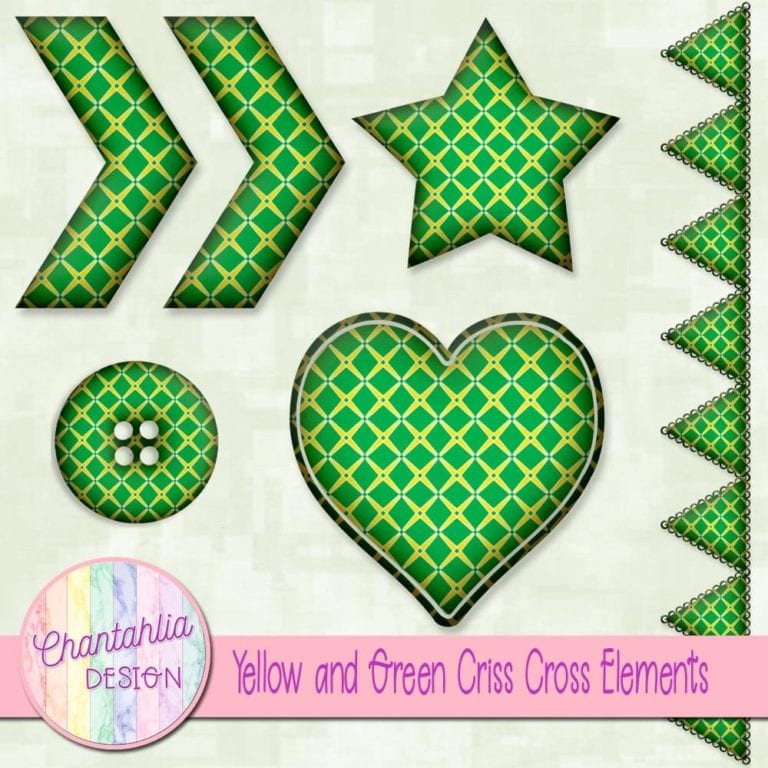 Free Yellow and Green Criss Cross Elements for Digital Scrapbooking