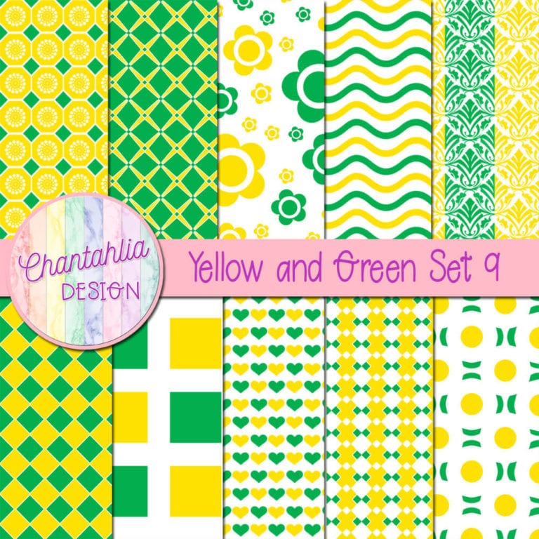 Free Yellow and Green Digital Papers with Patterned Designs