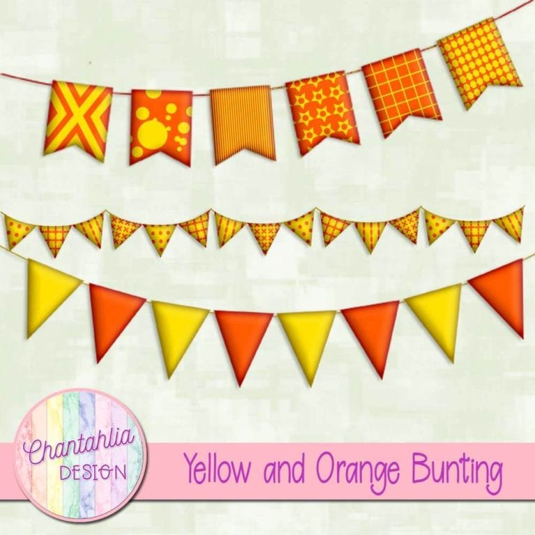Free Yellow and Orange Bunting Design Elements for Digital Crafts