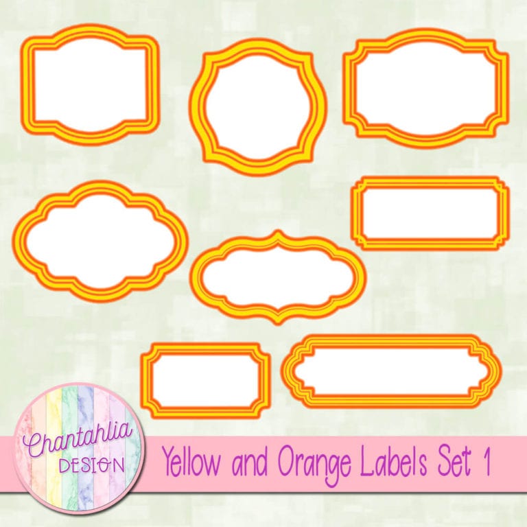 Free Yellow and Orange Labels for Digital Scrapbooking