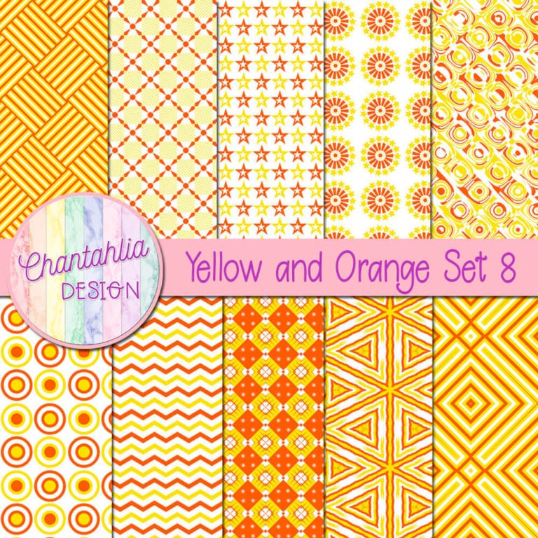 Free Yellow and Orange Digital Papers with Patterned Designs