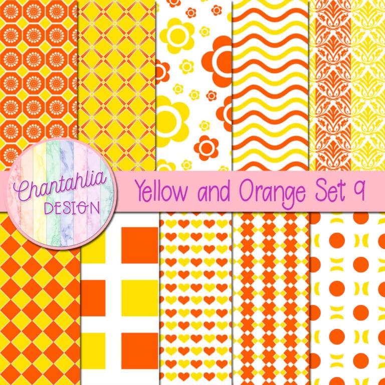 Free Yellow and Orange Digital Papers with Patterned Designs
